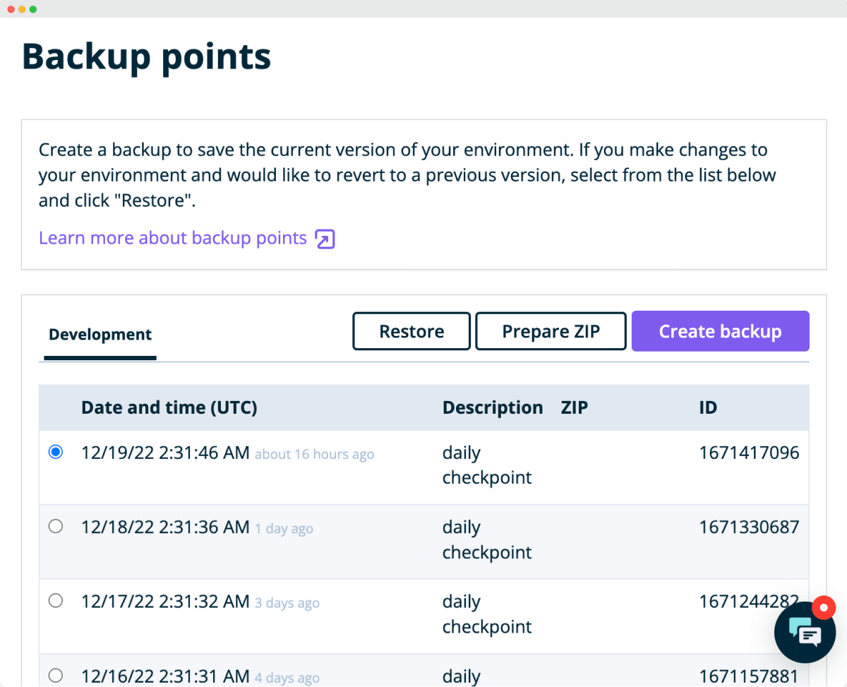 Use a hosting service with at least 10 days of backup retention and ...